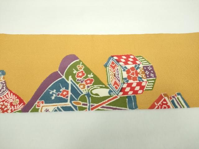 平和屋着物○九寸名古屋帯 型染 冊子花文 鬼しぼ縮緬 正絹 逸品 未使用