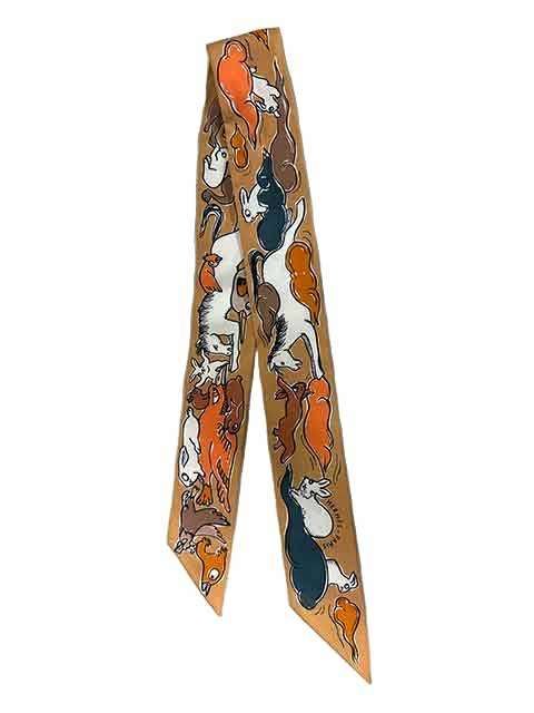 【中古】【美品】HERMES エルメス 小物 ツイリー TWILLY 千と一のウサギ 2023AW H064007S 04 ベージュ_S13 ...