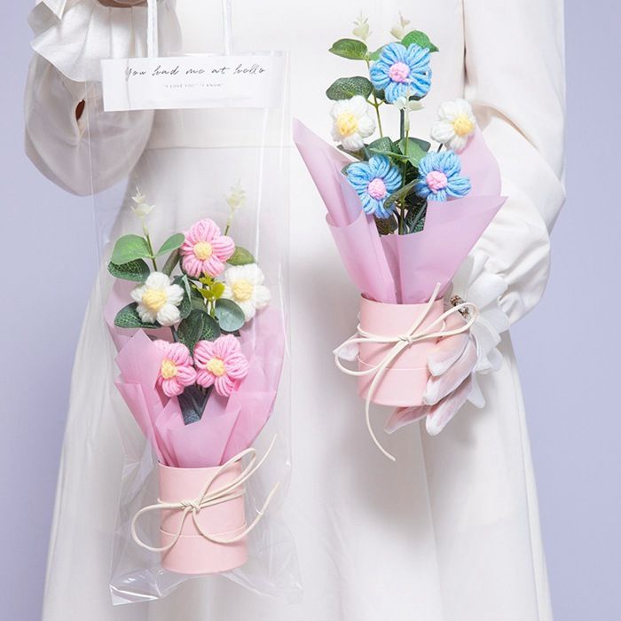 造花 編みフラワー 編み花束 枯れない花 小さめ 手作り 花束 造花 編みフラワー 編み花束 枯れない花 小さめ 手作り 花束