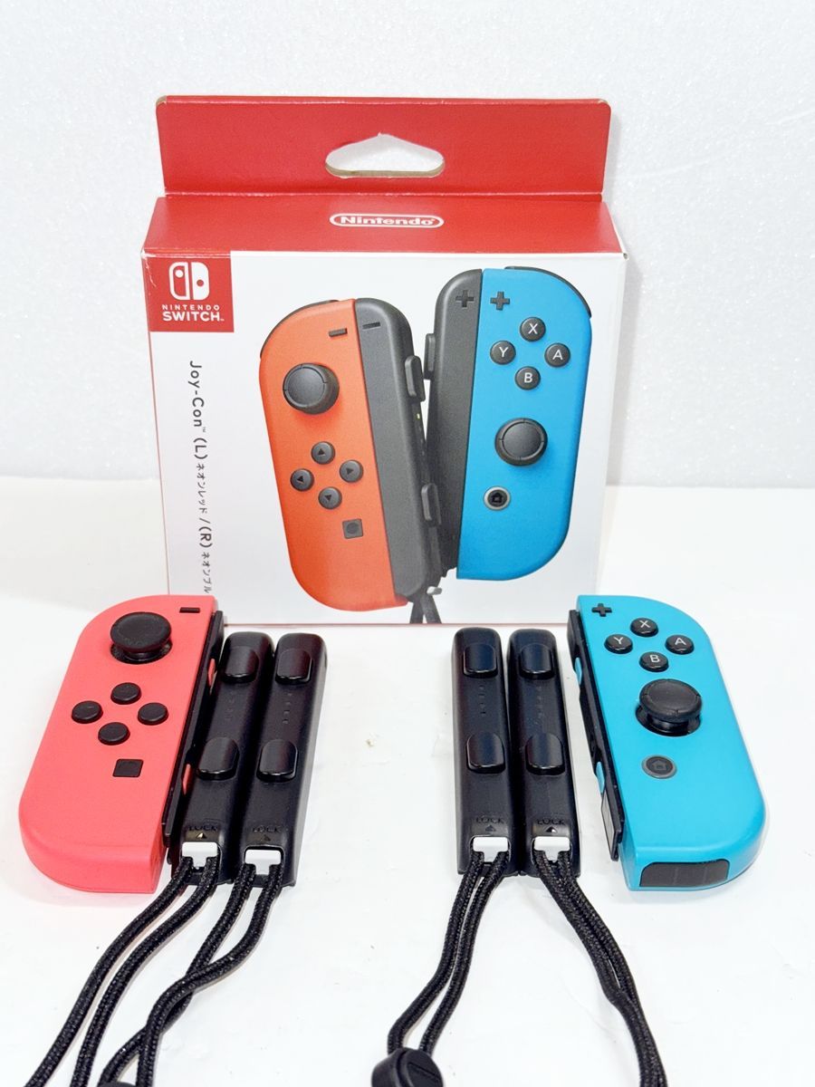 【HY】【新古品】Nintendo任天堂純正 HAC-A-JAEAA Joy-Con (L) ネオンレッド(HAC-015)/(R) ネオンブルー(HAC-016)/Joy-Conストラップ ...