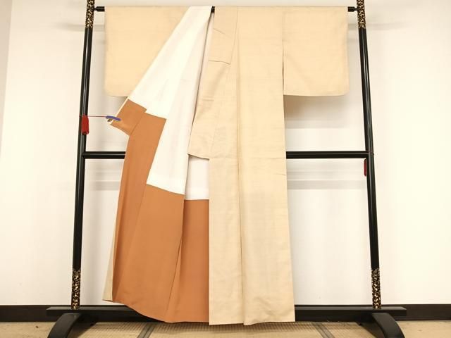 平和屋着物○紅花紬 米沢 横縞 正絹 逸品 DAAS3978ps