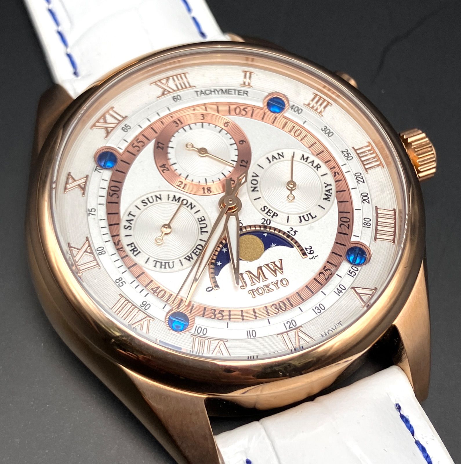 【新品未使用】JMW TOKYO ムーンフェイズ クォーツ シチズン製ムーブメント 腕時計 箱付 白 ホワイト 世界300本限定 JM-0006 - メルカリ