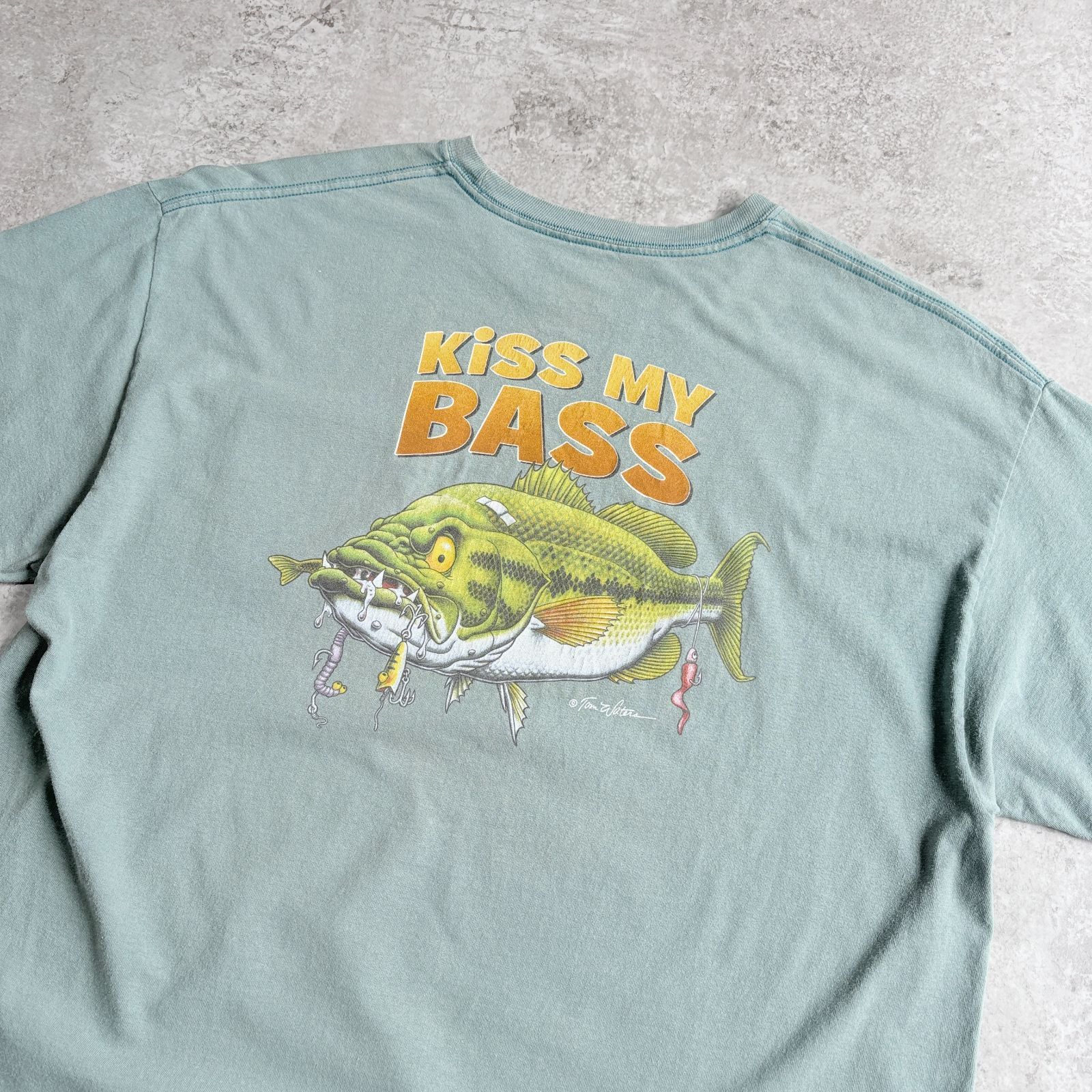 00s AMERICAN FISHING TACKLE CO. AFTCO ” Kiss MY BASS ” Back Printed ...
