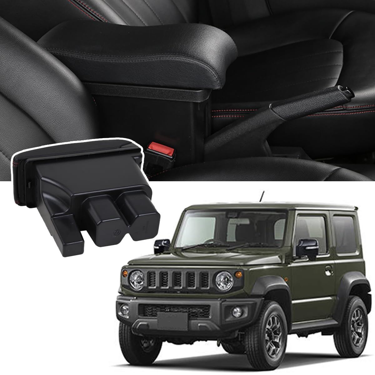 【特価セール】取付簡単 多機能 ジムニー用 肘置き アクセサリー ジムニーシエラ用 コンソールボックス 車内パーツ 専用 JB74W JB64W ブラック 新型ジムニー用 アームレスト ...