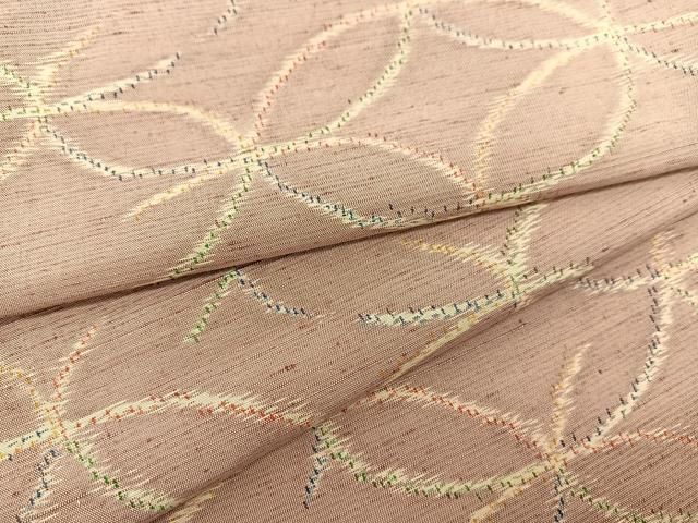 平和屋着物▽上質な紬 単衣 変わり七宝文様 正絹 逸品 BAAS8031yc