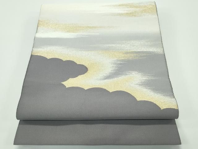 平和屋着物■極上　名門　浅田綴　八寸名古屋帯　色分雲　金糸　保証書付き　逸品　CZAA3880s5 平和屋着物□極上 名門 浅田綴 八寸名古屋帯 色分雲 金糸 保証書付き