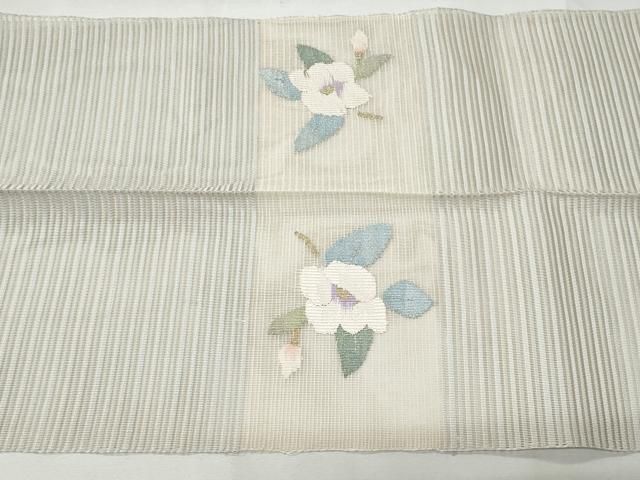 平和屋着物＊夏物 八寸名古屋帯 絽綴れ 横段吉祥文 金