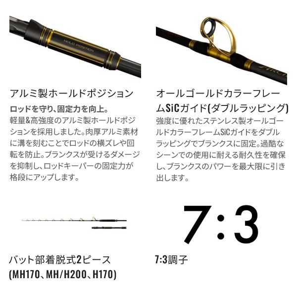 シマノ ЯⅡ 25 アルシエラ 泳がせ H170 ロッド 船竿 ( 2025年 5月新