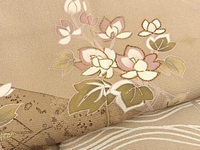 平和屋着物○訪問着 駒刺繍 風景草花文 暈し染め 金彩 ます