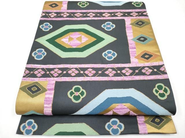 平和屋本店□極上 西陣 白綾苑大庭 青山みとも 六通柄袋帯 唐織 貝紫