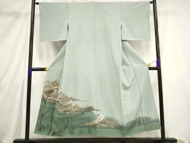 平和屋着物▽真綿紬　単衣　風景文　証紙付き　正絹　逸品　CAAX2464xi 平和屋着物▽真綿紬 単衣 風景文 証紙付き 正絹 逸品 CAAX2464xi