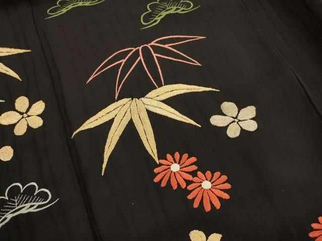 平和屋着物□訪問着 刺繍 枝梅文 たたき染め 金銀彩 正絹 逸品