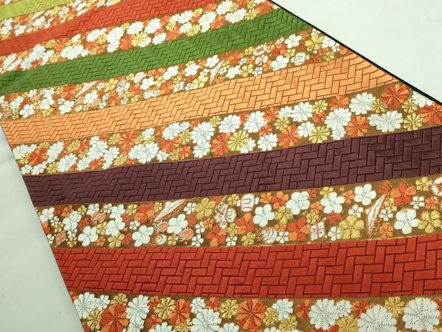 平和屋本店□極上 西陣 河合美術織物謹製 六通柄袋帯 唐織 宝尽くし花
