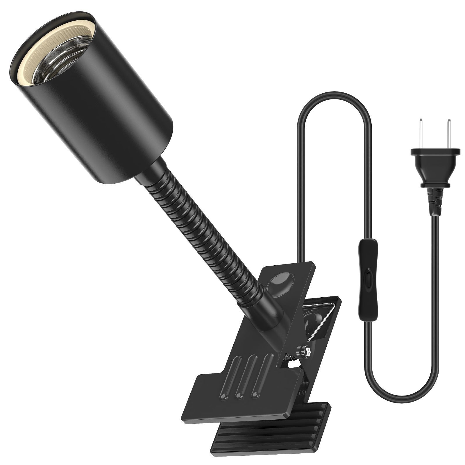 【在庫セール】Pispoer 電球ソケット E26、クリップライトソケット、植物育成ライトに適しています、スイッチ付き 1.65 メートルのコード、ネックチューブの長さ 13.5 CM ...