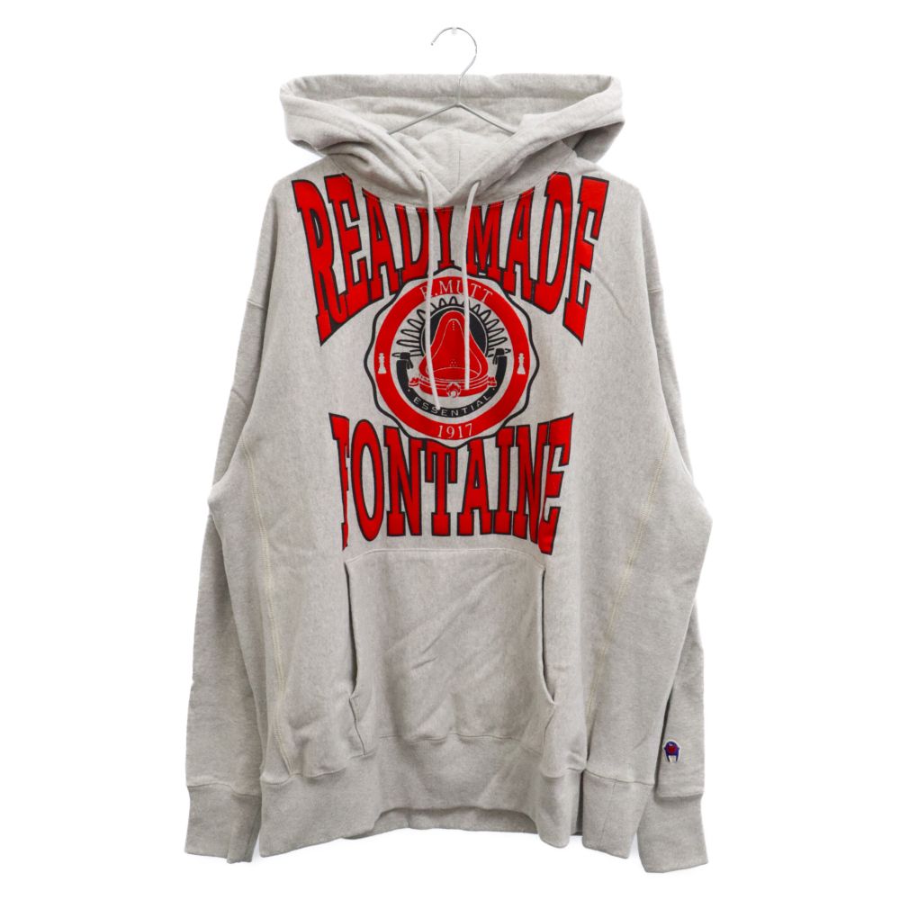 READY MADE (レディメイド) R.MUTT HOODIE フロントプリントデザイン プルオーバーフーディー パーカー グレー RE ...