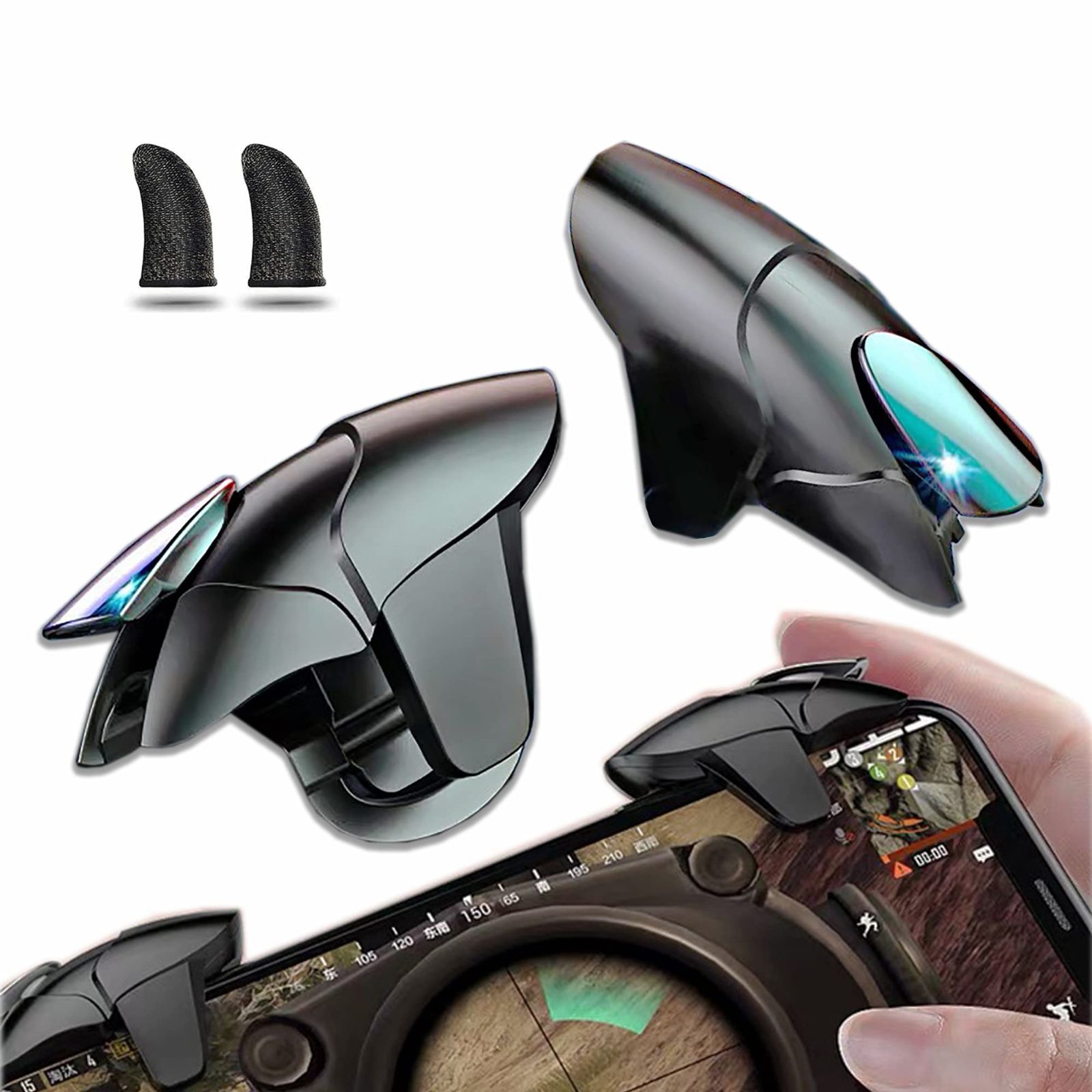 【数量限定】(ブラック) 【2個パック】 各種ゲーム対応可能 iphone/Sharp/Samsung/Xperia/Android ケース対応 無段階調整 電源ボタンと干渉しない 連続射撃 ...