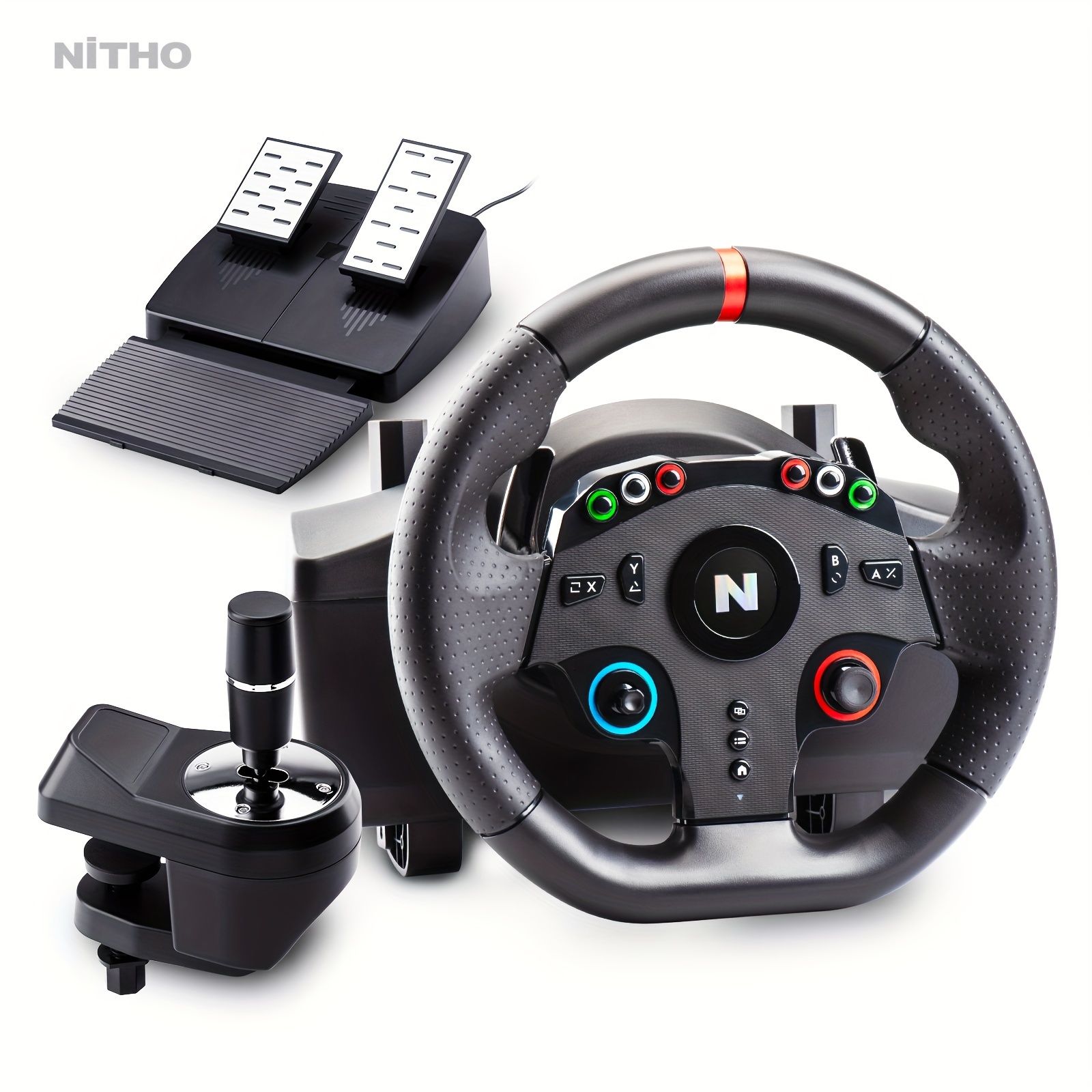 NITHO Drive Pro ONE ゲーミングレーシングホイール、別体シフターとフロアペダル付き、PC、PS4、Xbox One、Xbox ...