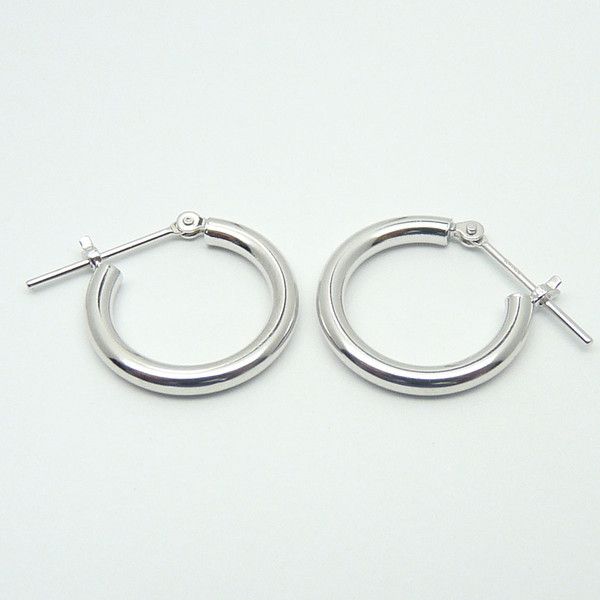 (2個ペア)K14WG 14金 ホワイトゴールドピアス レディース 定番 フープピアス 2mm×13mm フープピアス 14k - メルカリ