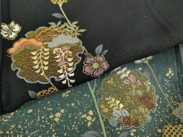 平和屋着物□訪問着 雪輪鴛鴦花文 暈し染め 金彩 正絹 逸品