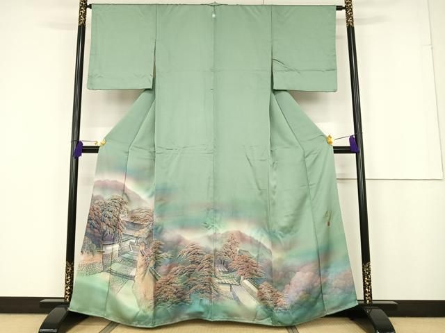 平和屋着物●染織界の匠　村松祥三　訪問着　作家物　紬地　成り物　暈し染め　正絹　逸品　AAAW5335br 平和屋着物○染織界の匠 村松祥三 訪問着 作家物 紬地 成り物 暈し染め