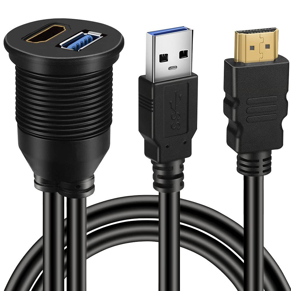 特価セールBATIGE USB 3.0 & HDMI → HDMI + USB3.0 AUX拡張ダッシュパネル 防水カーフラッシュマウント ...