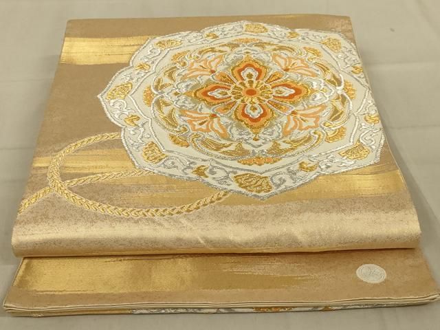 平和屋着物▽太鼓柄袋帯 螺鈿 正倉院花文 金銀彩 引箔