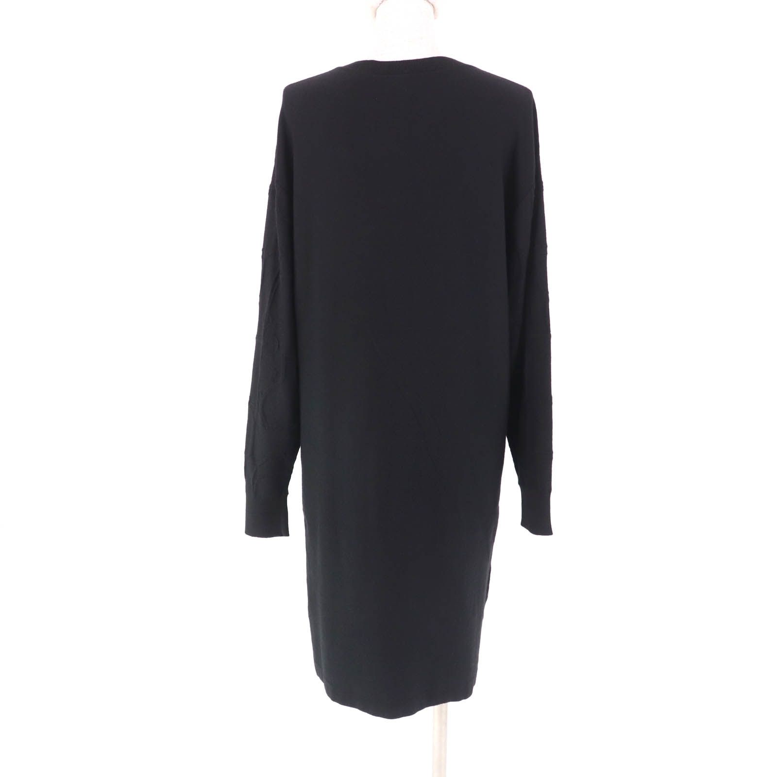 【中古】エルメス ニットワンピース タイト ひざ丈 ノースリーブ 総柄 カシミヤ混 アルパカ混 モヘヤ混 シルク混 茶 エルメス HERMES ニットワンピース タイト ひざ丈 ノースリーブ V