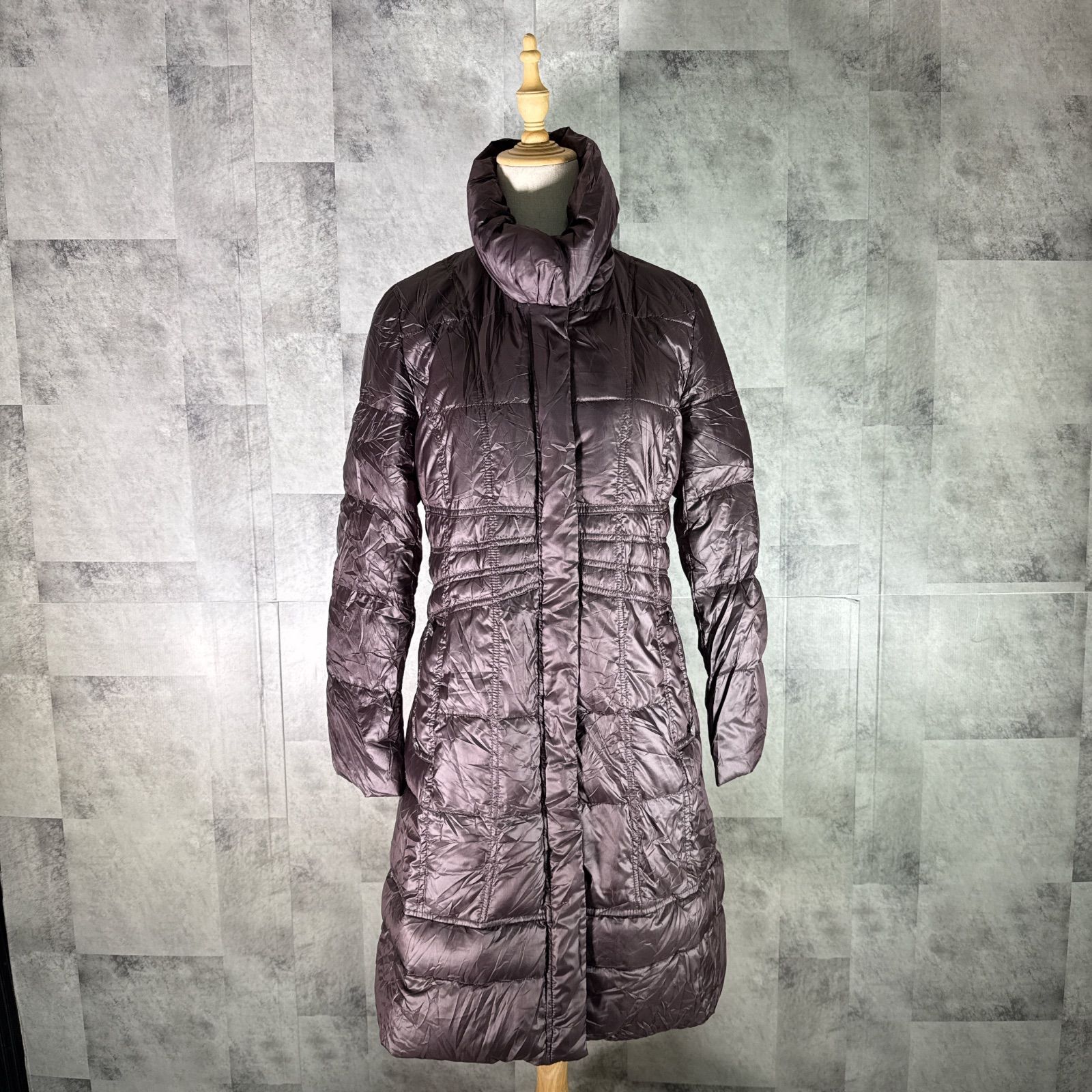 LABELDA ダウンジャケット ダウンコート【9】 ブラウン 茶 パープル ダウン フェザー ロング丈 スタンドカラー カジュアル - メルカリ