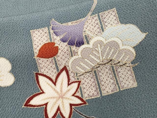 平和屋着物□訪問着 駒刺繍 枝梅松文 金銀彩 正絹 逸品 CAAJ8656ze