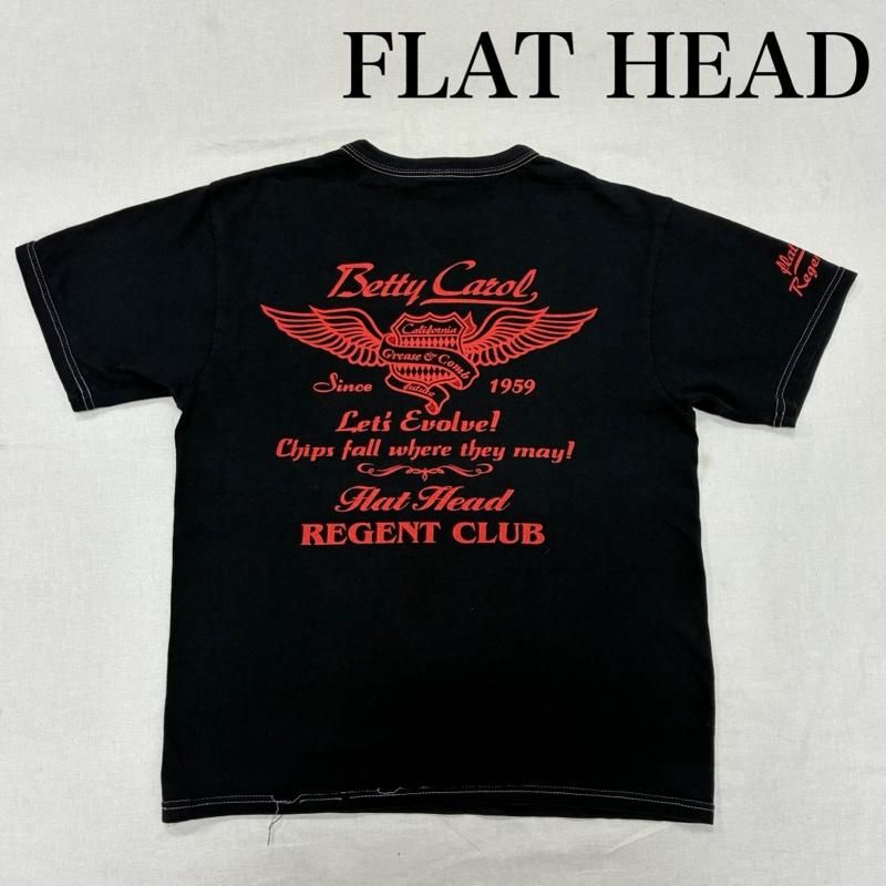 FLATHEAD フラットヘッド Tシャツ 半袖 3本針の1本外し フロント バック 袖 プリント クルーネック 半袖 Tシャツ - メルカリ