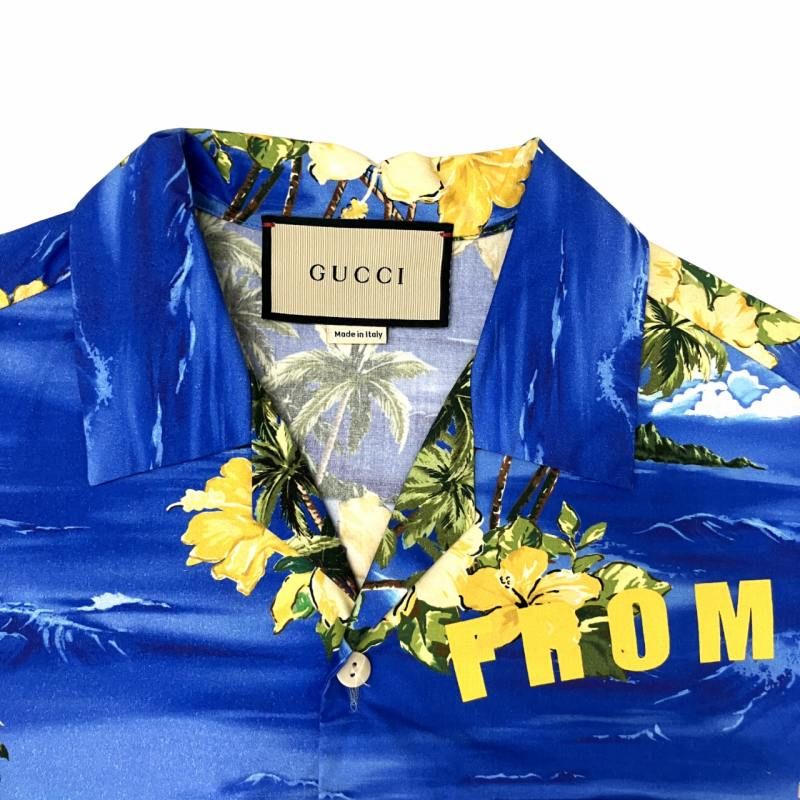 グッチ GUCCI 美品 22SS Printed Cotton Poplin Bowling Shirt アロハ