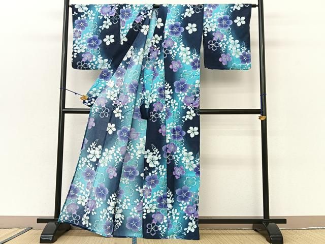 平和屋着物∴夏物 浴衣・小紋兼用 綿紅梅 草花文 綿 逸品 CAAW2965ut