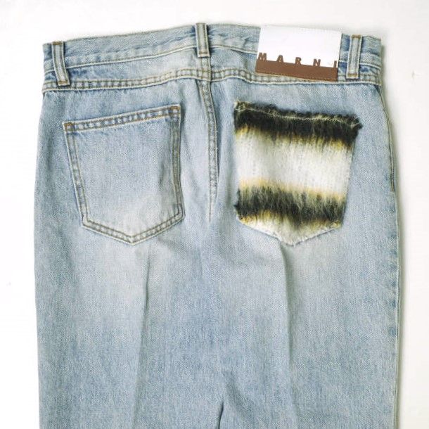 新品 MARNI マルニ 22AW イタリア製 モヘアパッチデニムパンツ 新品 MARNI マルニ 22AW イタリア製 モヘアパッチデニムパンツ