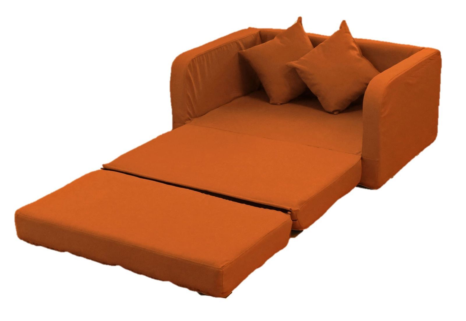 オレンジ 3WAY ソファー時W1030 x D720 コンパクトカウチソファ x H670(SH:280)(mm) ベッド時W1030 x ...