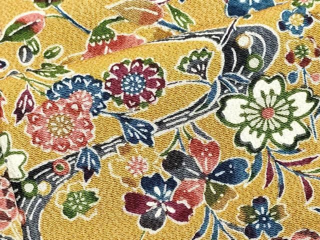 平和屋着物○上質な小紋 橘 鬼しぼ縮緬 正絹 逸品 CAAR1373hy