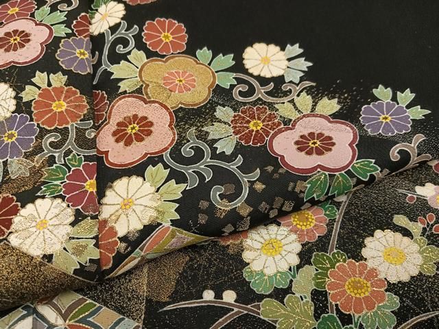 平和屋着物○京友禅の第一人者 松井青々 黒留袖 駒刺繍 寿光織 吉祥花