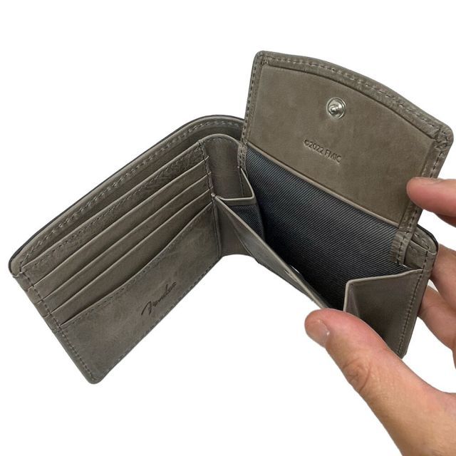 Fender フェンダー 950-502 (グレー) 二つ折り財布 本革 国産レザー