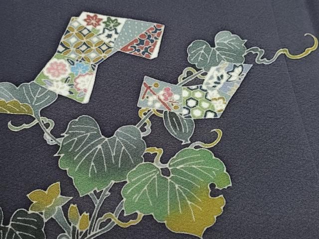 平和屋着物○本加賀友禅作家 柿本市郎 訪問着 蔦の葉短冊文 正絹 逸品