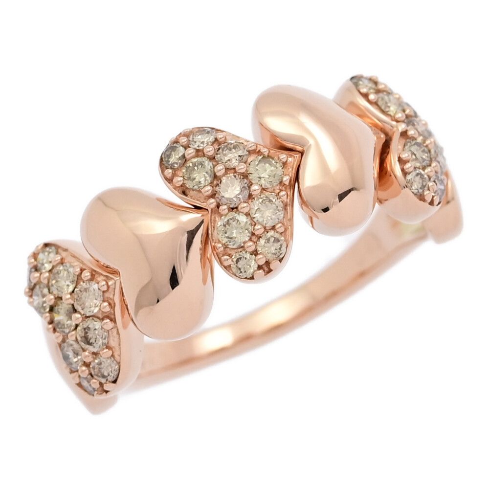 0.40ct/ハートモチーフ 30P・ブラウンダイヤモンドリング・指輪/K18PG/750-5.2g/11号/#51 ジェムティービーGSTV GemsTV【♀】【N】【レディース】★ ...