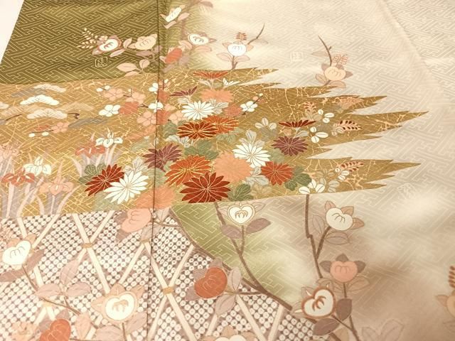 平和屋着物○十日町老舗ブランド 吉澤友禅 吾妻徳穂 訪問着 駒刺繍 霞