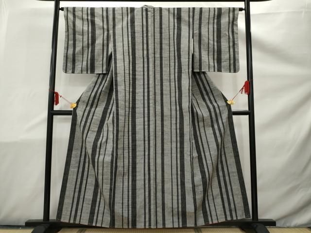 平和屋着物○上質な紬 間道 黒地 正絹 逸品 AAAU8156zg