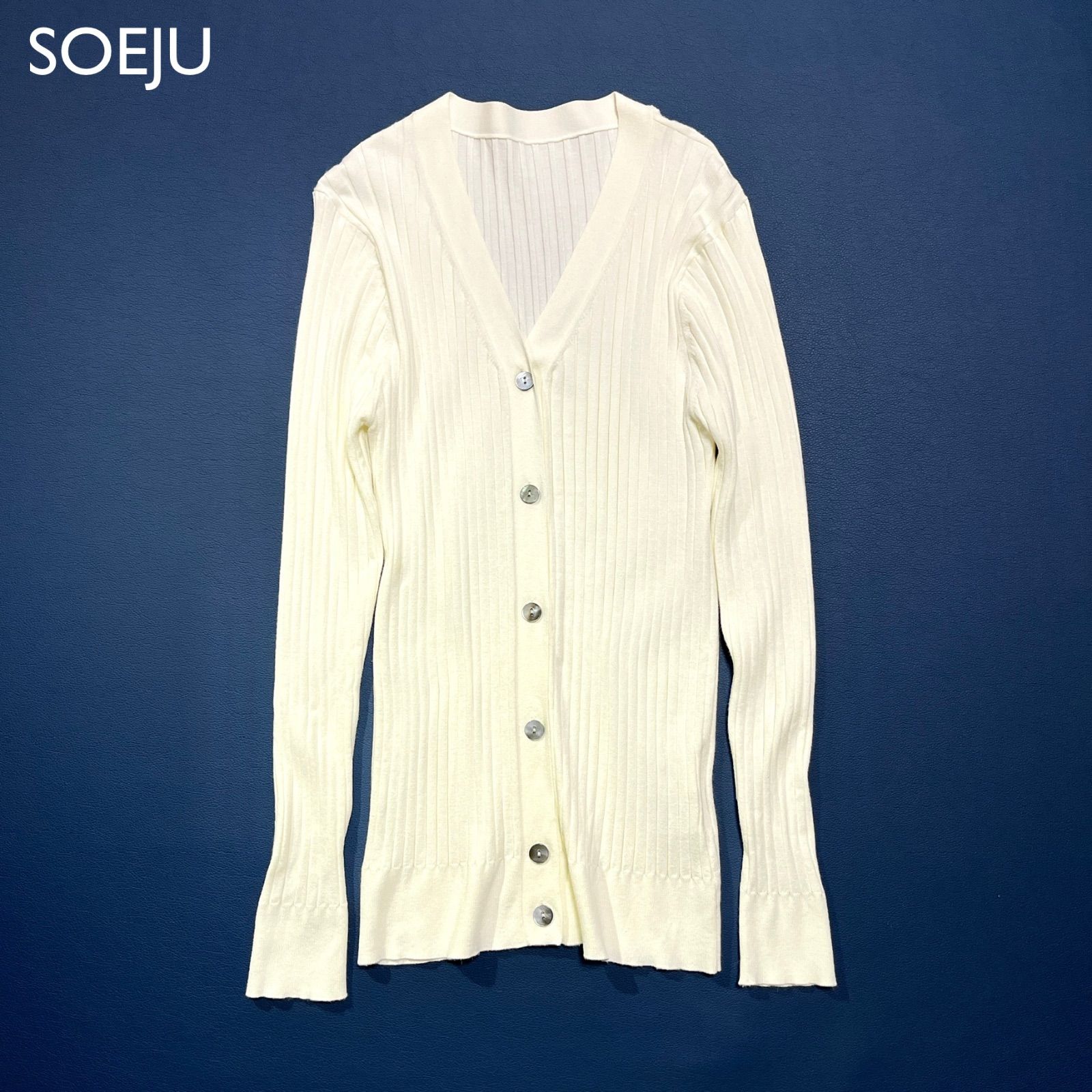 cD28 訳ありSOEJU ワイドリブVネックカーディガン 長袖 cD28 訳ありSOEJU ワイドリブVネックカーディガン 長袖