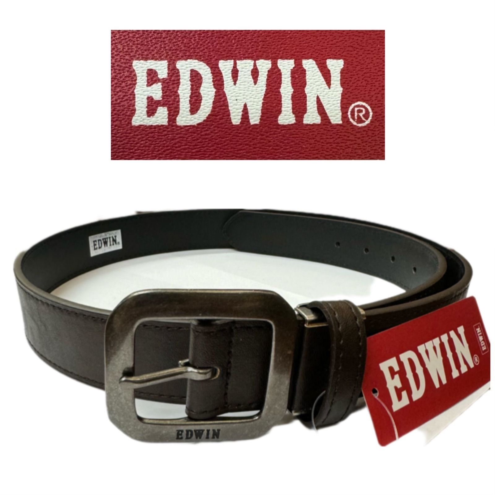 【新品 未使用 タグ付き】 【EDWIN】 エドウィン ベルト メンズ ギャリソンバックル デザインベルト ギャリソンベルト チョコ - メルカリ