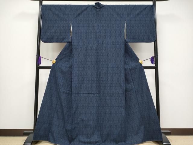 平和屋本店□極上 綿薩摩 東郷織物謹製 手織 160亀甲 實篤 永江明夫(正