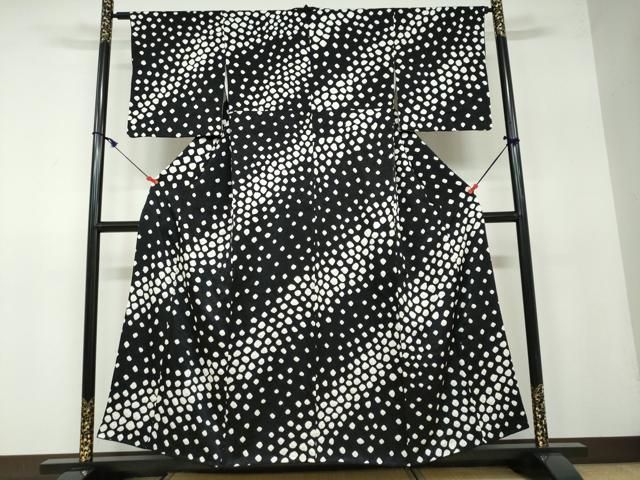 平和屋着物○上質な小紋 絞り 丸文 黒地 正絹 逸品 DAAW5084ud - メルカリ