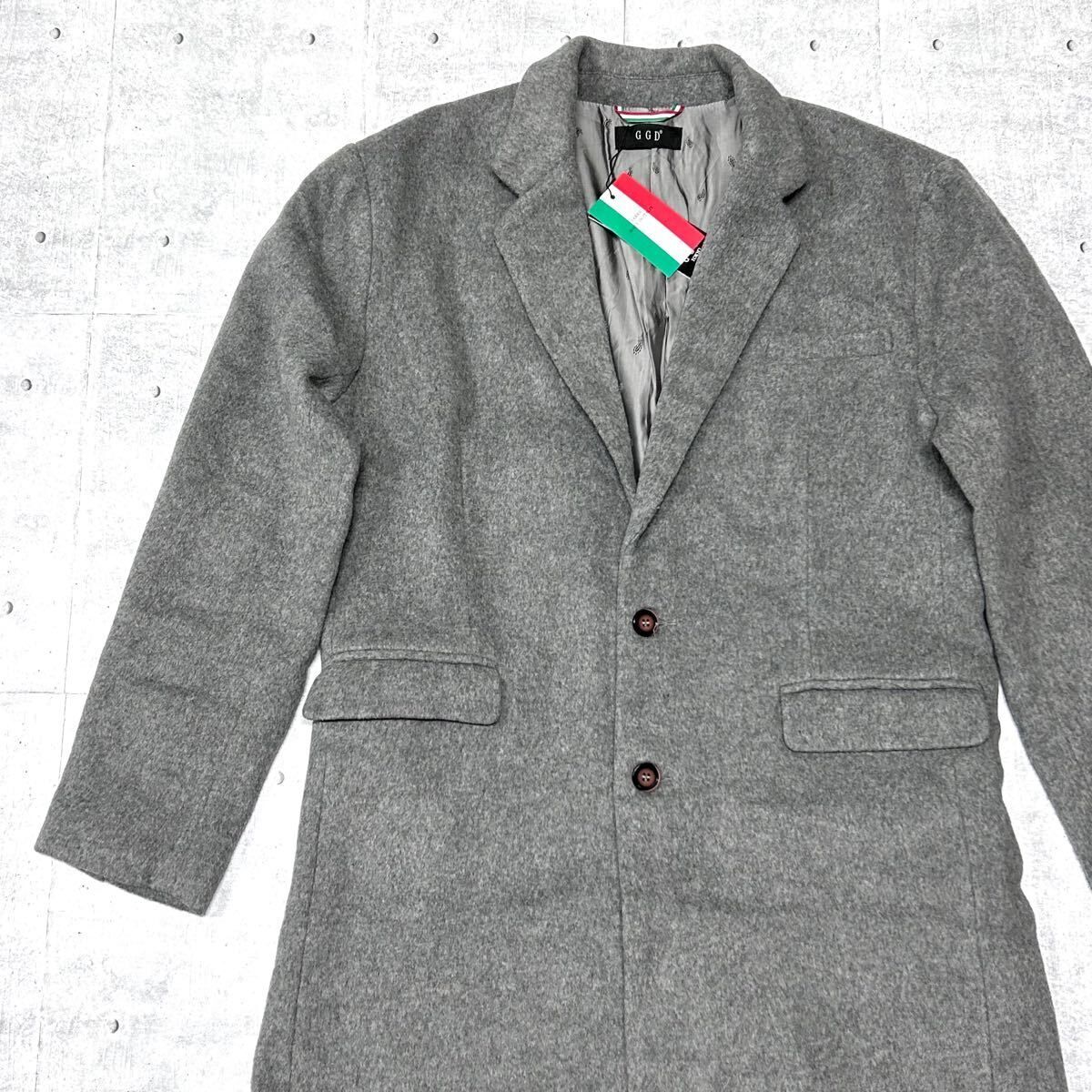 新品 GGD チェスターコート 裏地総柄 ウール ジージーディー 未使用品 FABRIC MADE IN ITALY 高級素材 厳選 ...