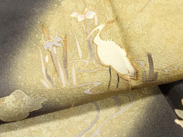 平和屋着物○訪問着 駒刺繍 鷺草花文 蛍暈し 金彩 高島屋金ラベル 正絹