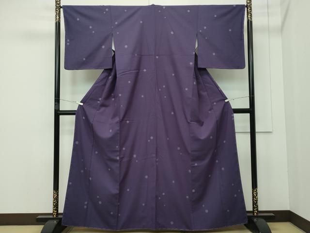 平和屋本店□極上 結城紬 求兵衛 丸文 濃鼠色地 証紙付き 逸品 未使用