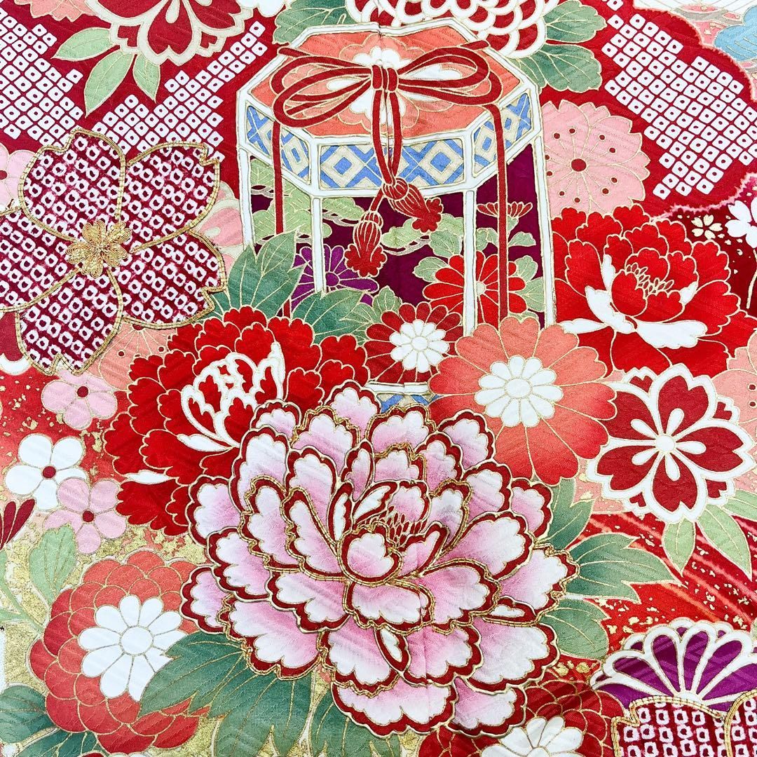 平和屋着物□豪華振袖 駒刺繍 草花文 暈し染め 金彩 正絹 逸品