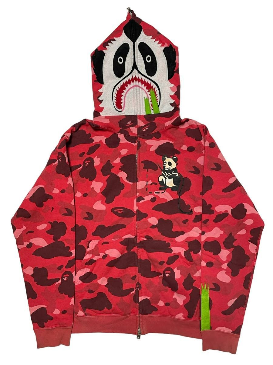 Mサイズ NFS限定 A BATHING APE panda full zip hoodie pharrell Red camo アベイシング ...